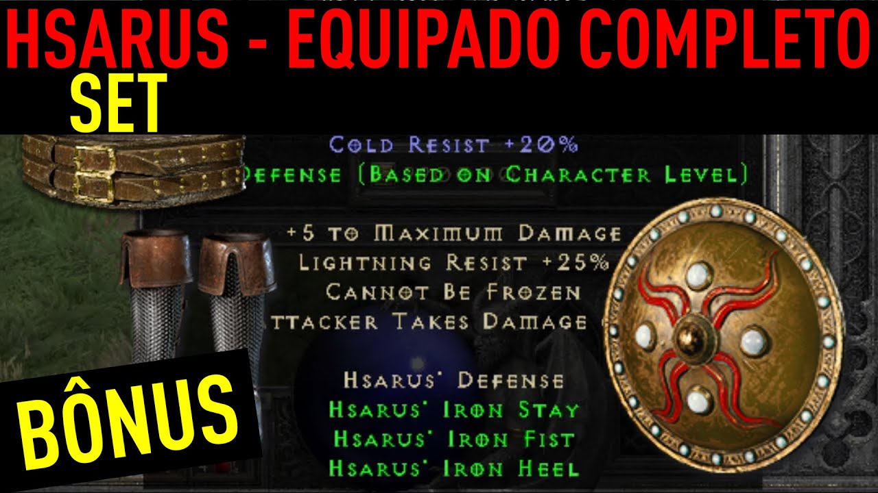 HSARUS' SET - Equipado e Completo - Bônus - Diablo 2 Resurrected ...
