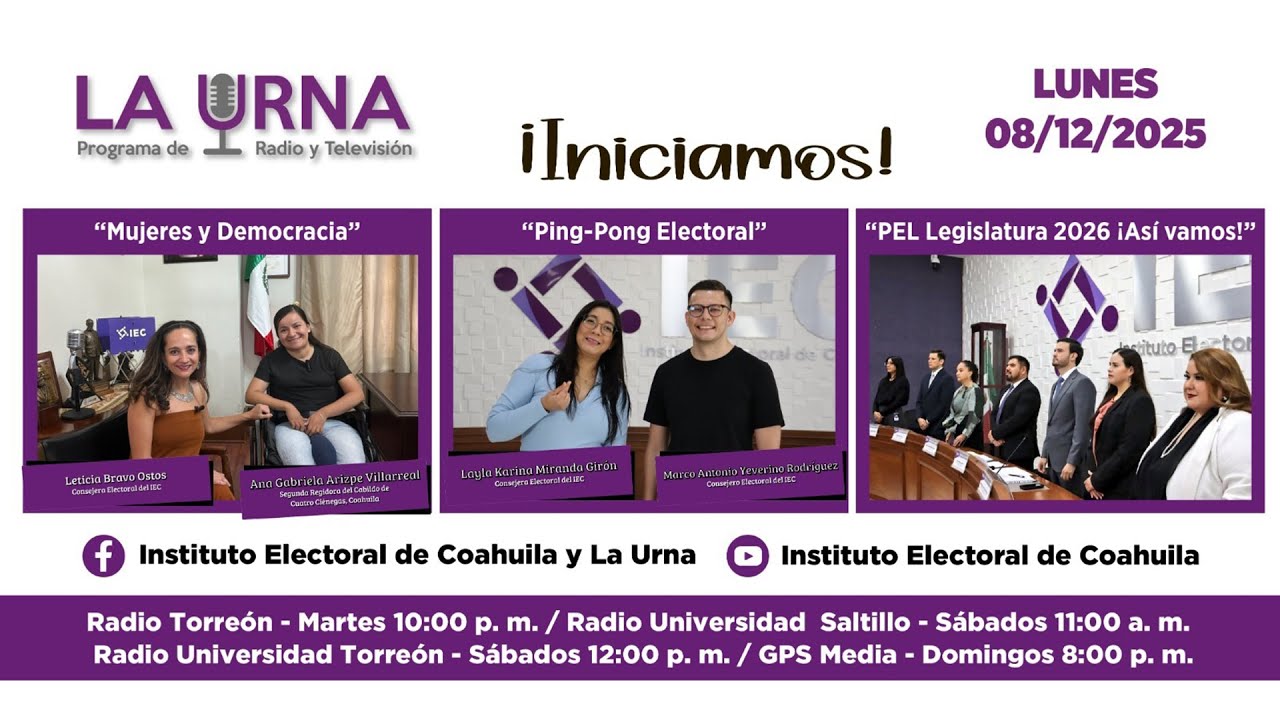 La Urna, programa de Radio y Televisión del IEC. Diciembre 08 de 2025 ...