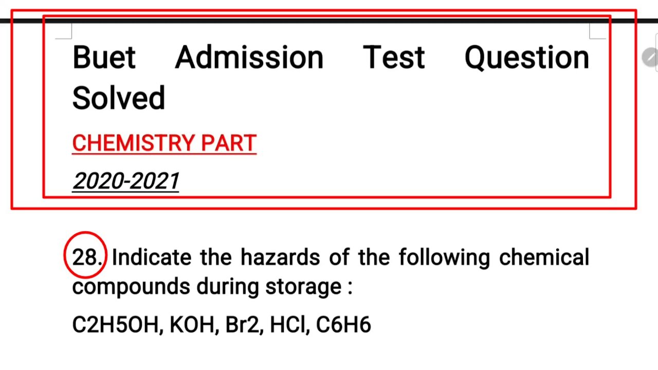 buet admission question solved chemistry part 2020-21। #buet # ...