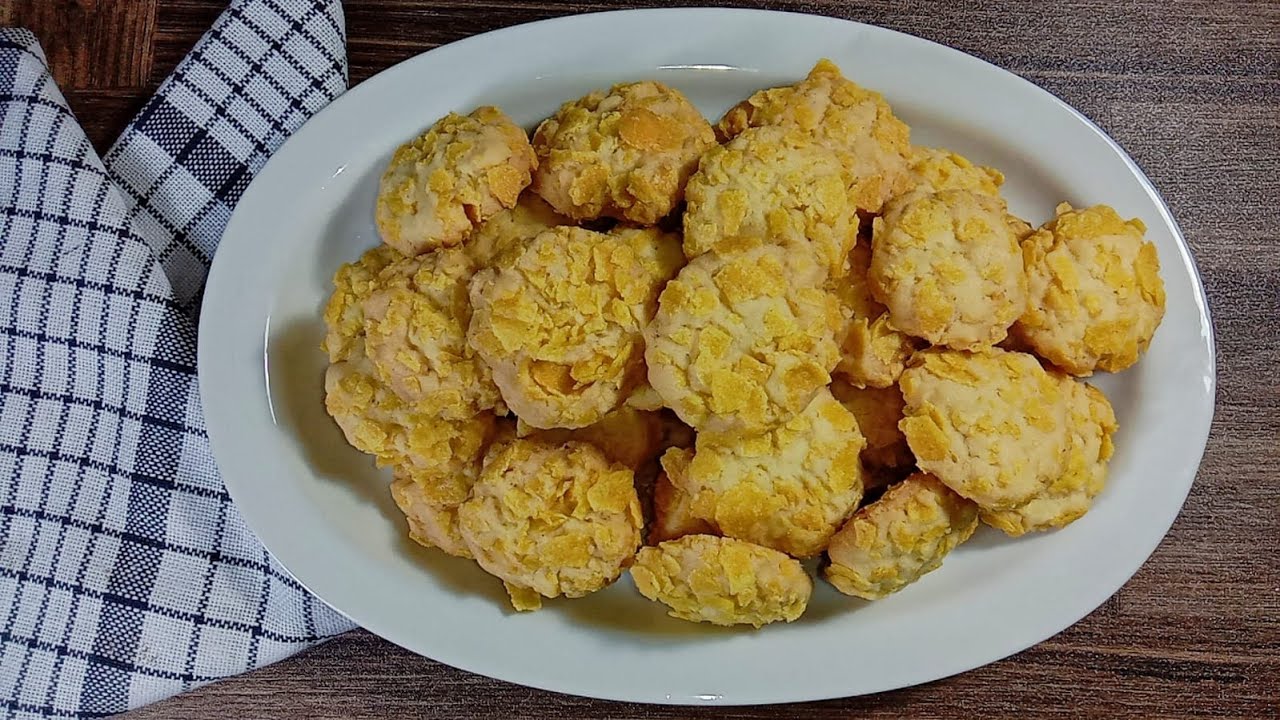 KUE KERING KRISPI KERIPIK JAGUNG//Cornflakes Crispy Cookies - YouTube