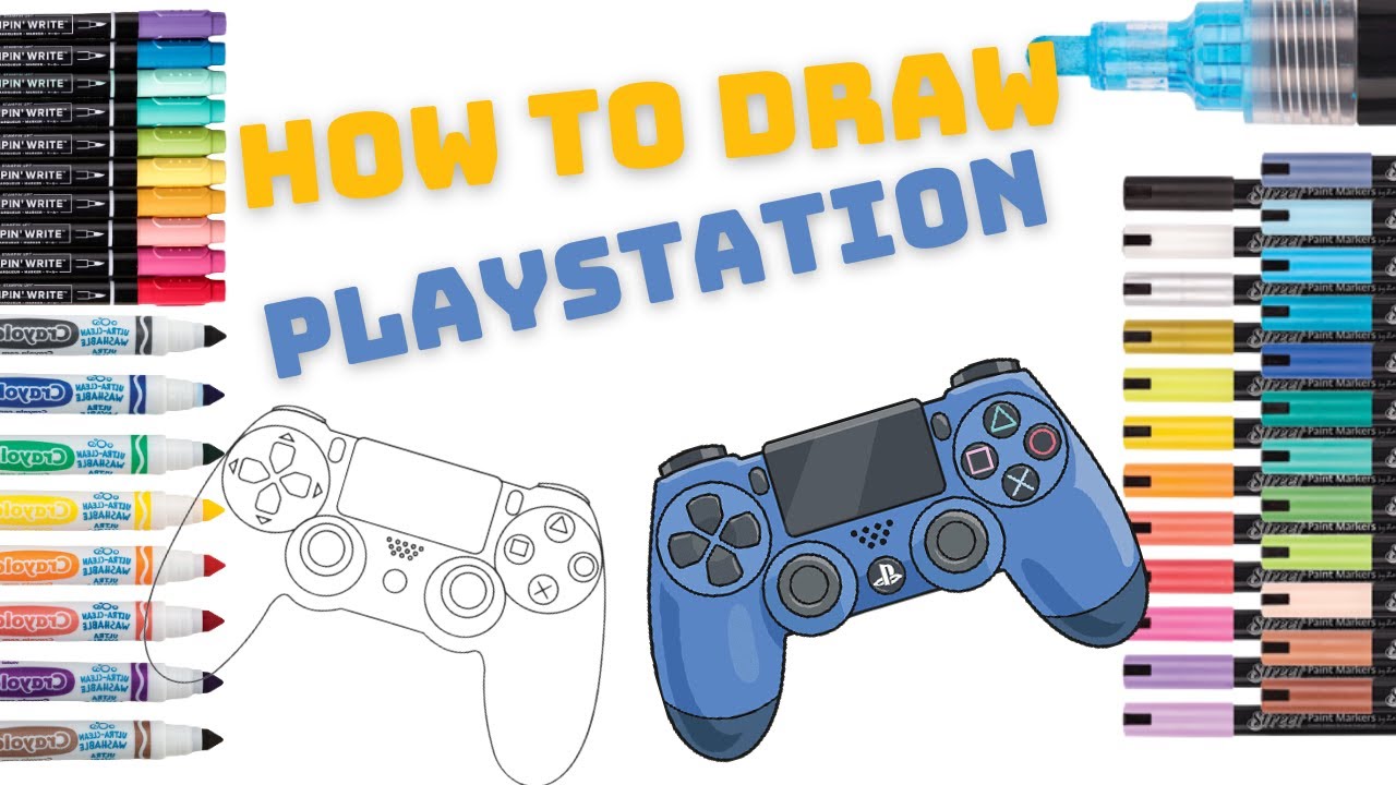 How To Draw Playstation Controller // Как нарисовать контроллер ...