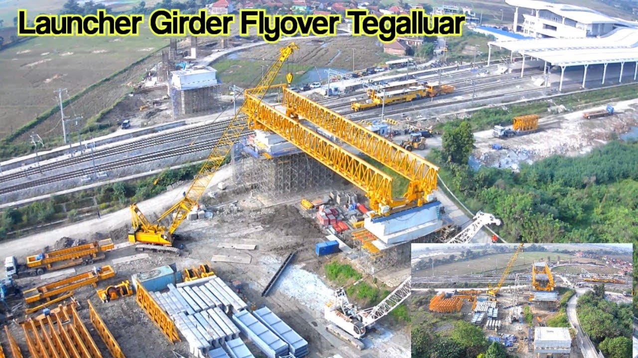 Lancher Girder Flyover Tegalluar Mulai terpasang - YouTube