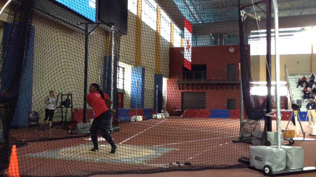 Myah Antwi weight throw indoor conference UIW Track - YouTube