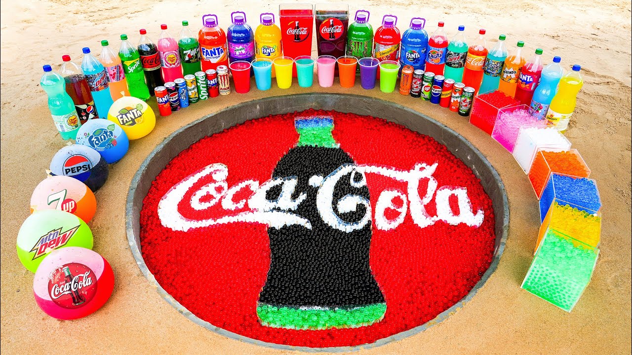 How to Make Coca-Cola Logo with Rainbow Orbeez, Experiment Balloons ...
