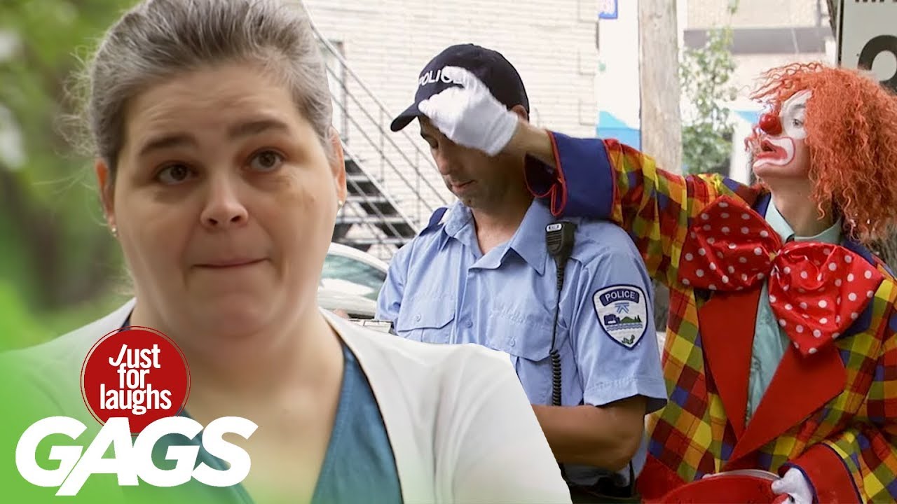 Clown Pranking Police Officer, Stuck in Cement, Falling in a Compost ...