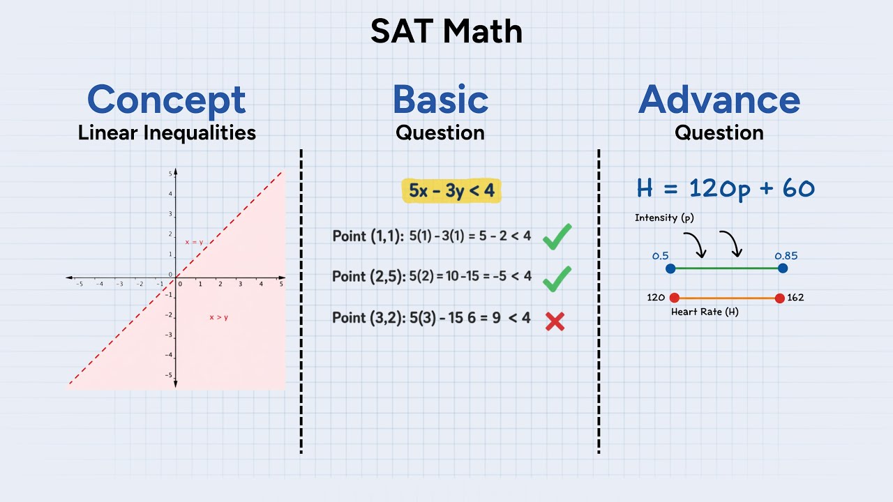 SAT Math Made EASY Master Linear Inequalities FAST (Heart Of Algebra ...