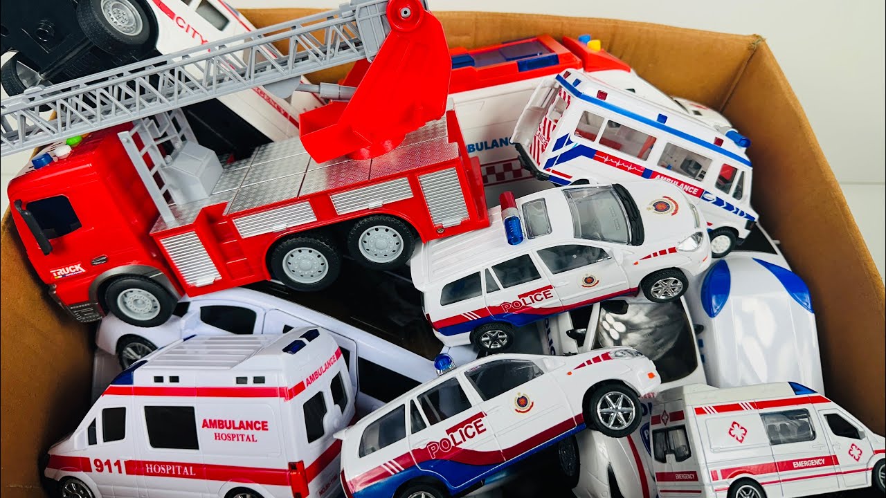 Emergency Vehicles Collection | Car toys Unboxing Video | Ambulance ...