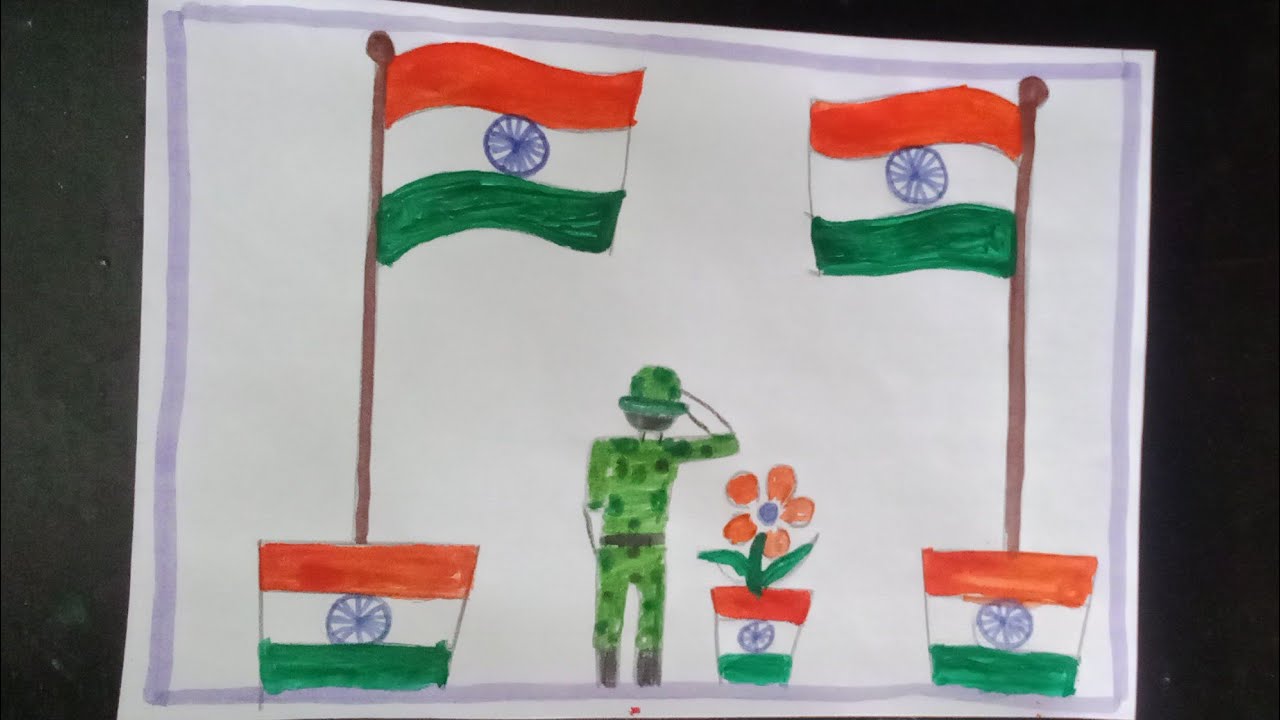 how to draw Indian army drawing easy step|India flag painting tutorial ...