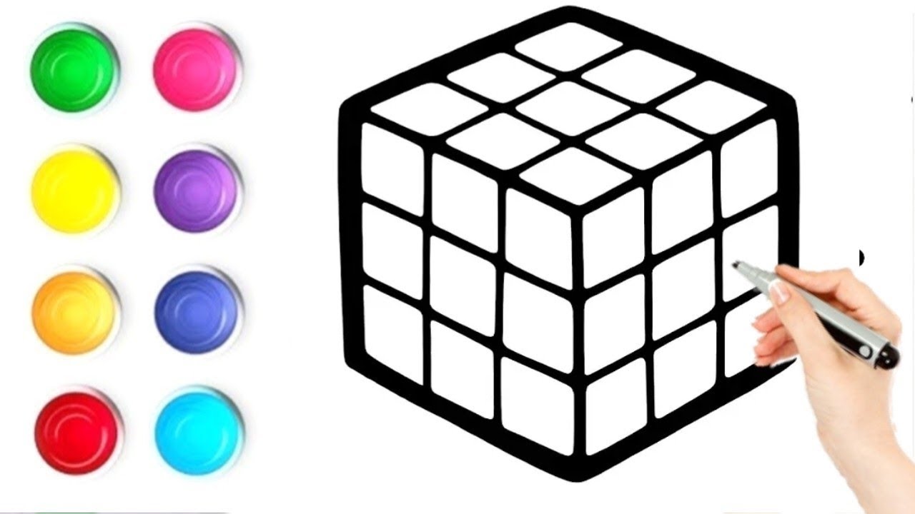 How to draw very Easy Rubik's Cube drawing, painting and coloring for ...