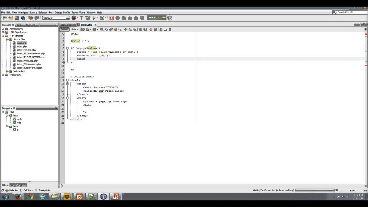 Ch 2 - PHP Exit and Die example - YouTube