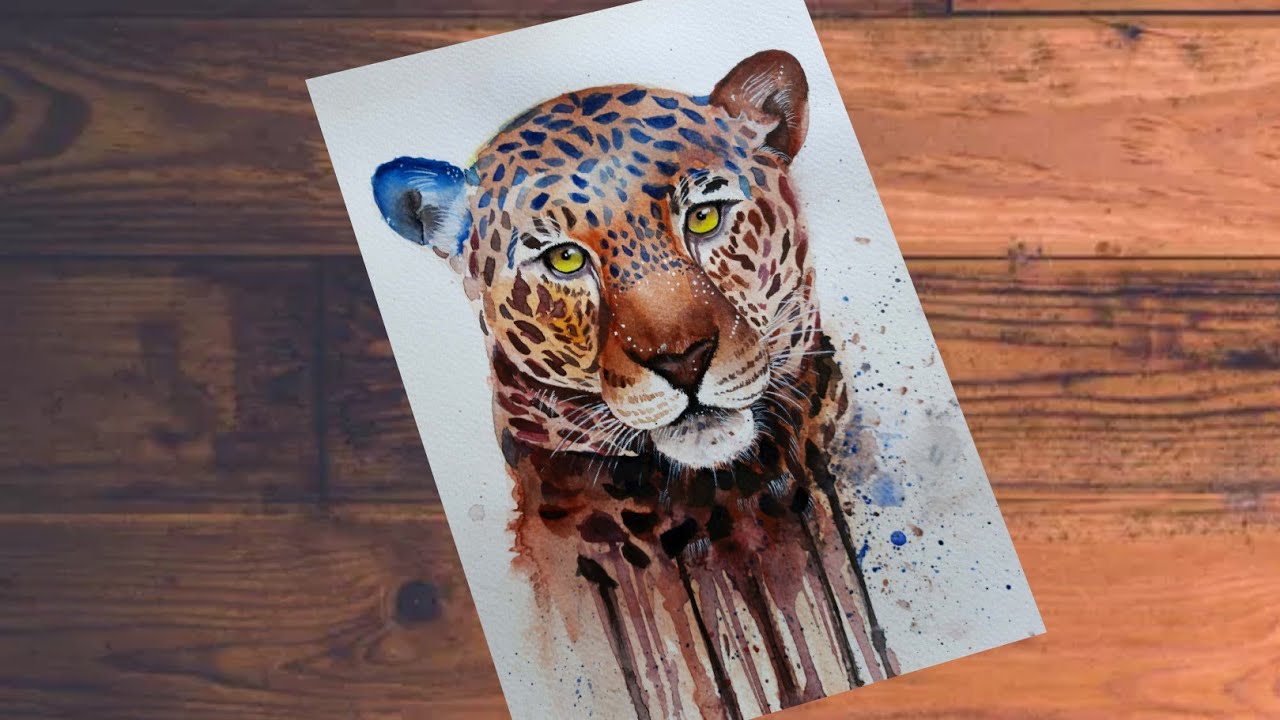 Painting a Realistic Leopard with Watercolor// Drawing a Leopard//# ...