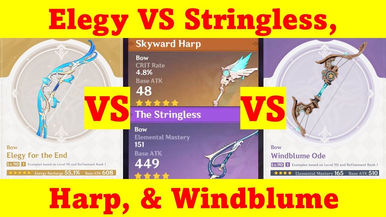 Elegy for the End VS Stringless VS Windblume Ode VS Skyward Harp VS ...