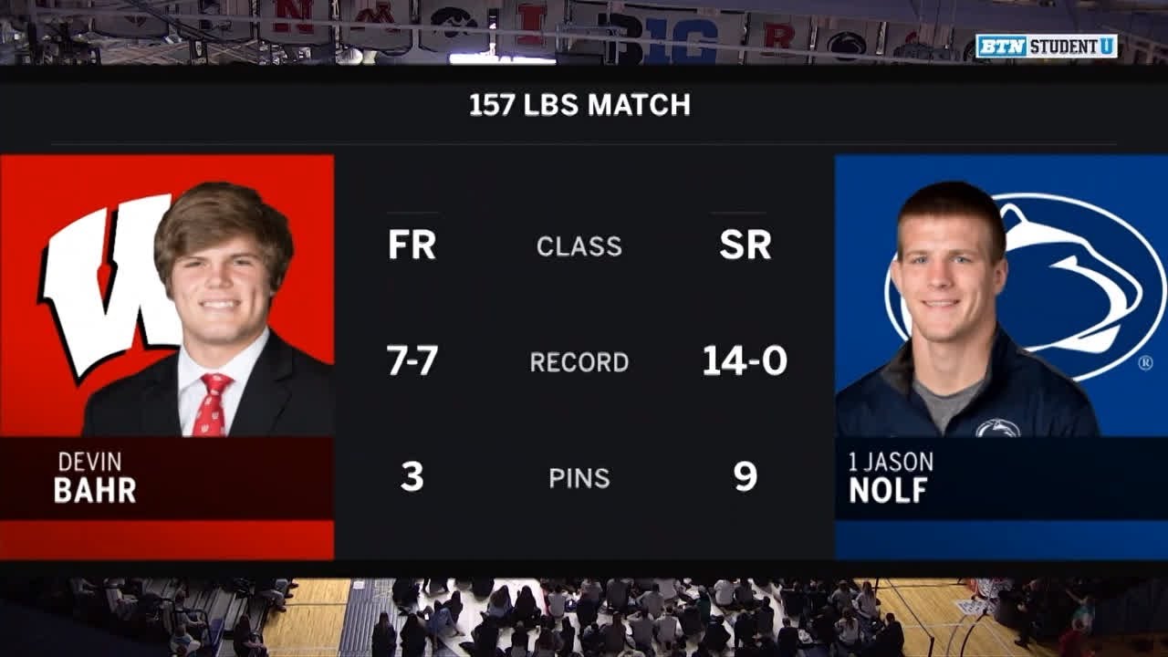 157 LBS: Devin Bahr (Wisconsin) vs. #1 Jason Nolf (Penn State) - YouTube