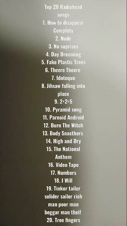 Top 20 Radiohead songs - YouTube