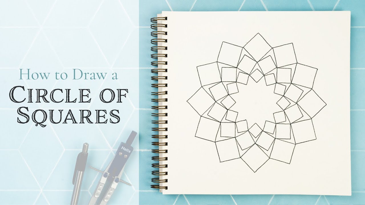 How to Draw a Circle of Squares | Geometric Design in Fineliner - YouTube