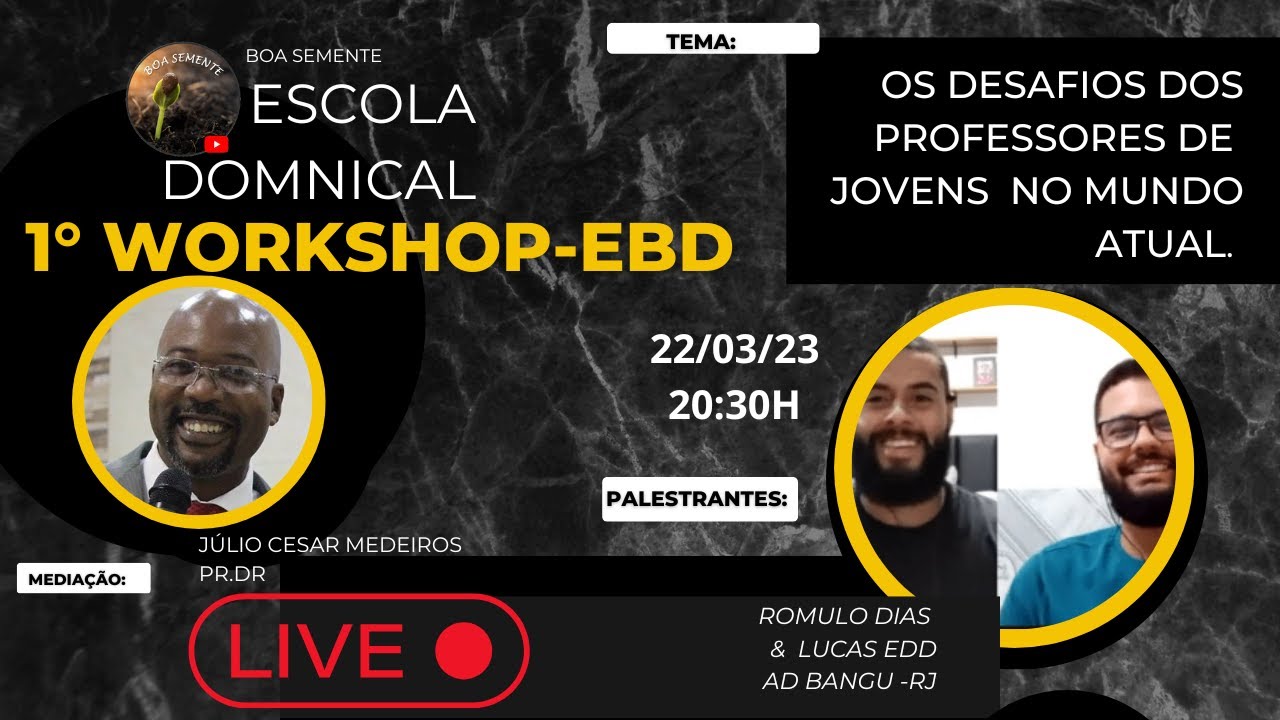1° Workshop-EBD - Dia 1. Tema: Os desafios dos professores de Jovens de ...