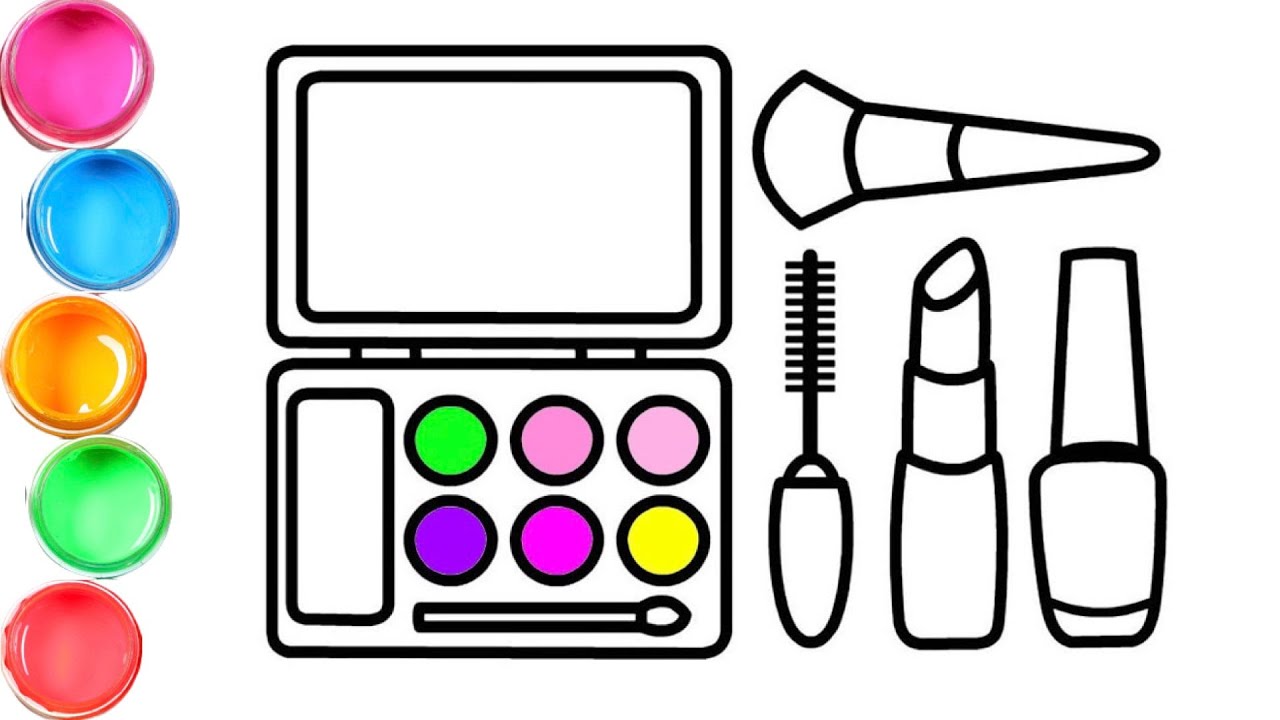 Makeup Tool Drawing| Drawing and Coloring Colorful Makeup | Learn to ...