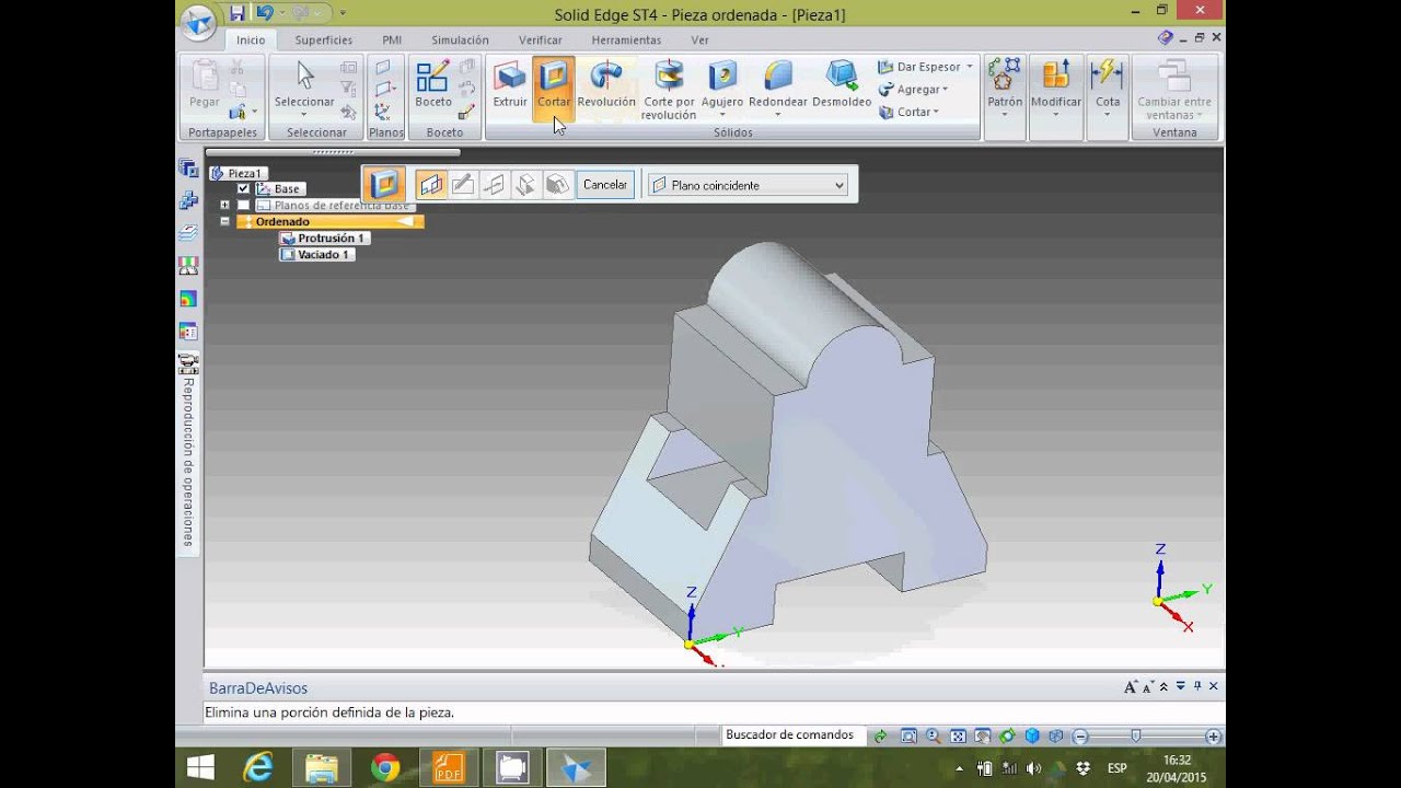 Pieza basica Solid Edge 2 - YouTube
