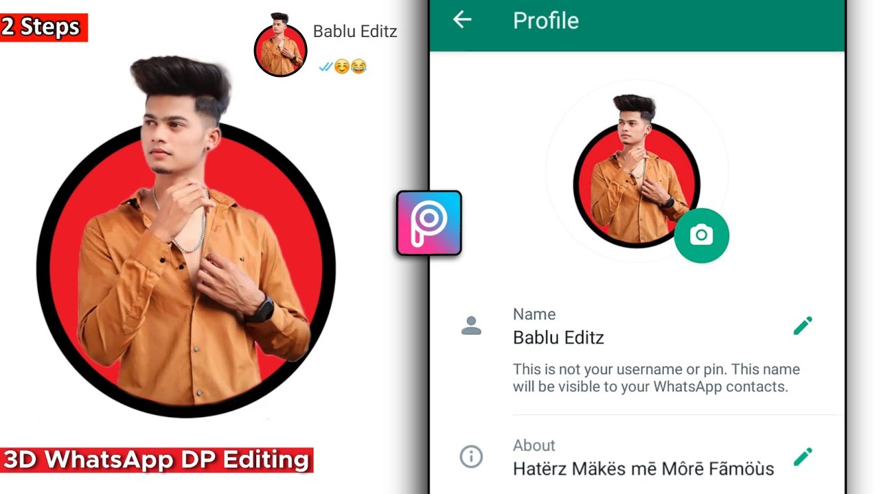 PicsArt WhatsApp 3D Dp editing tutorial || 3D Profile Editing || 3D ...