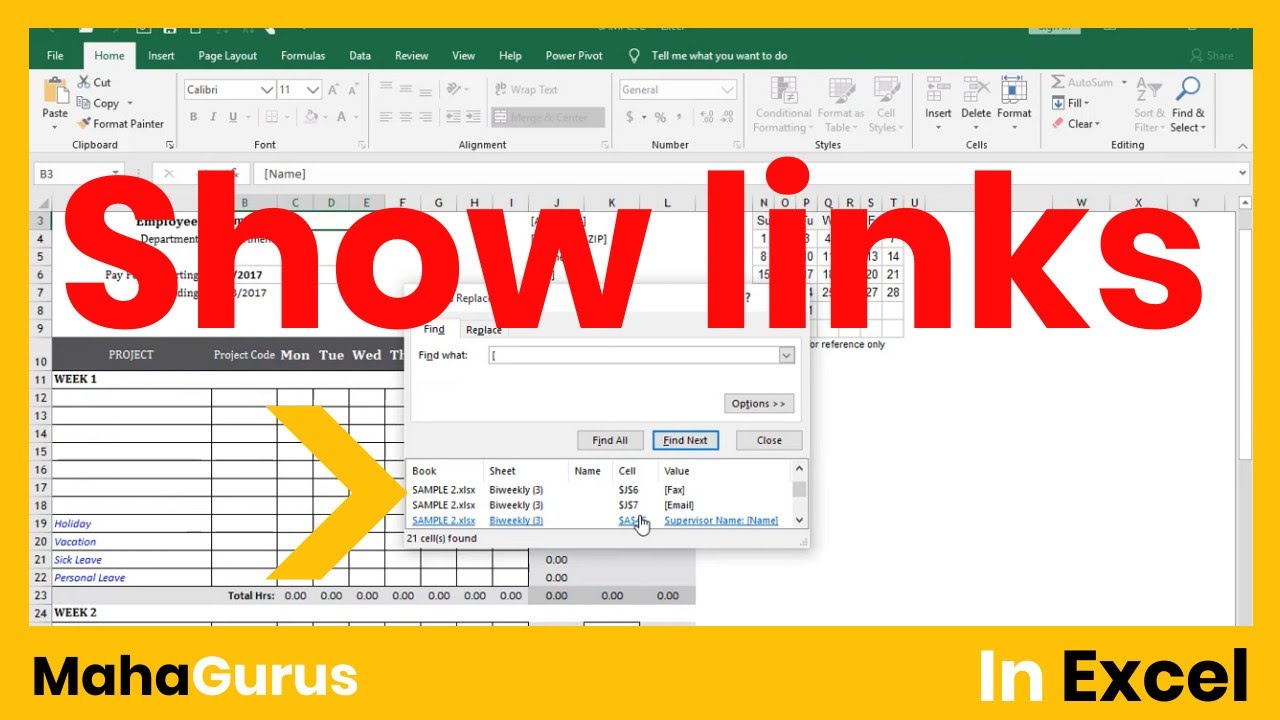 How to Show links in Excel- Show links in Excel Tutorial - YouTube
