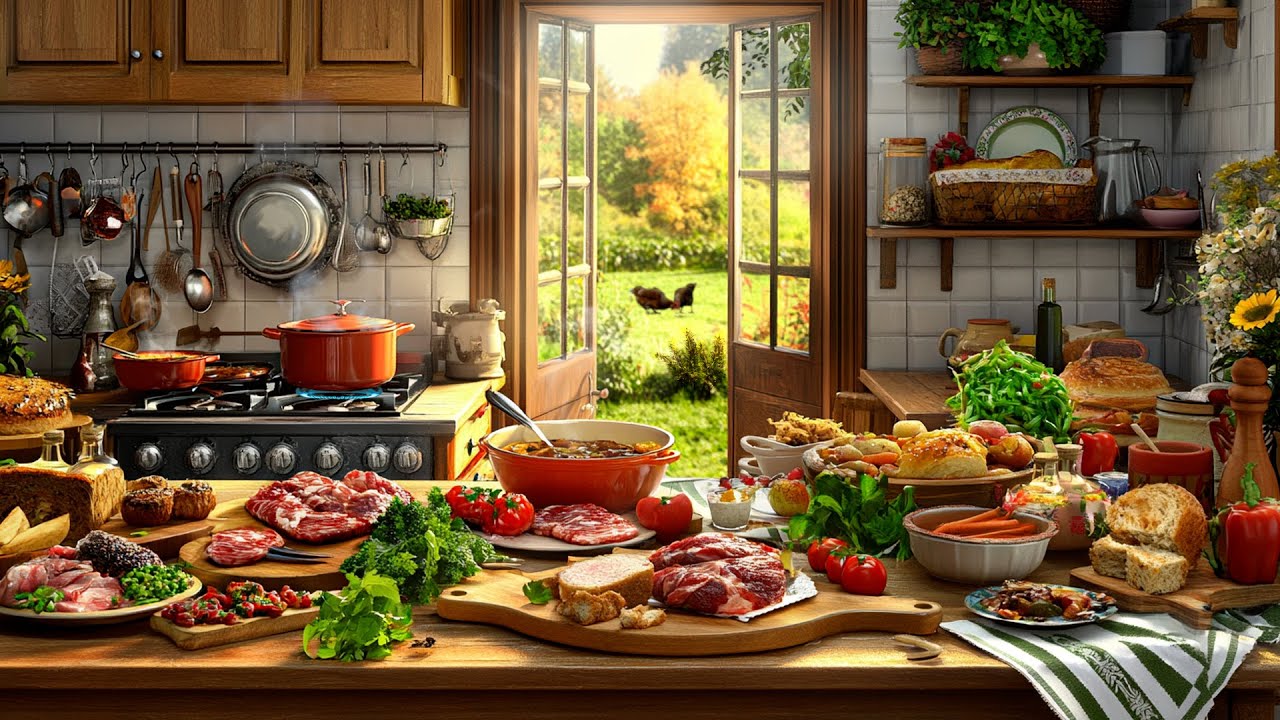 Grandma's Cozy Kitchen Ambience ASMR 🥧 Boiling, Sizzling & Relaxing ...