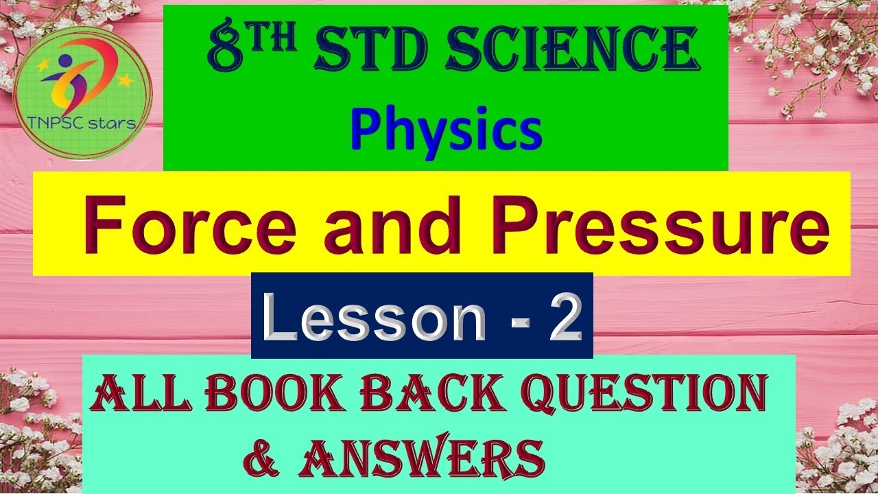 8th science | Force and pressure | unit 2 | book back question answers ...
