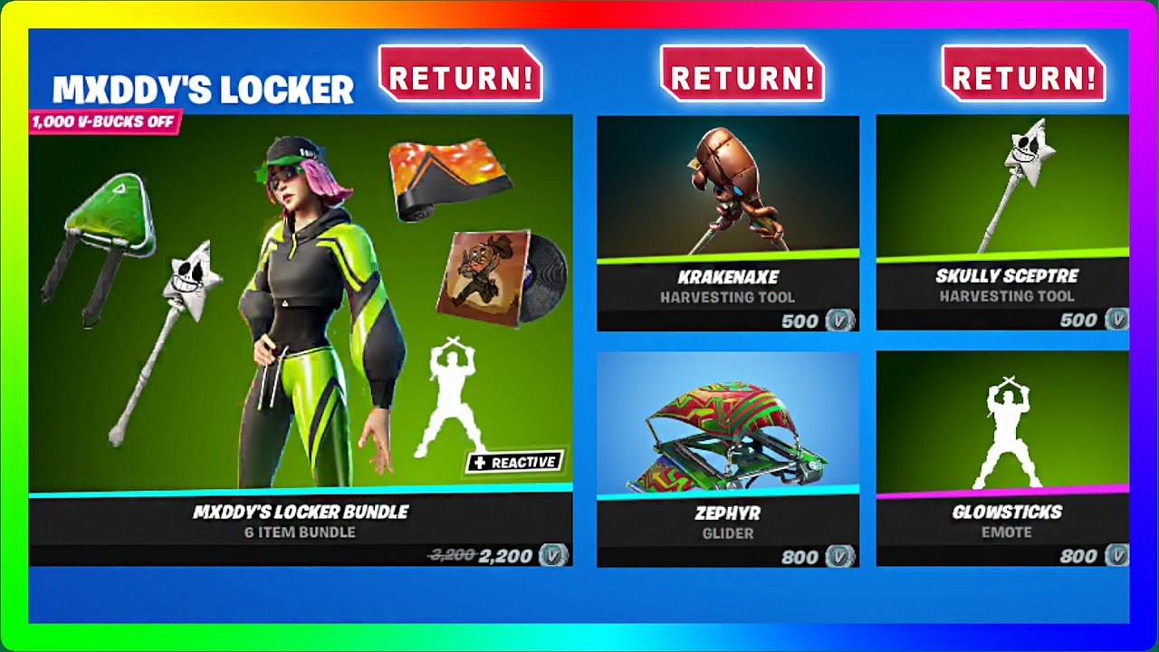 *RETURN* Mxddy's Locker Bundle, Zephyr Glider, & Krakenaxe! 👒 (Fortnite ...