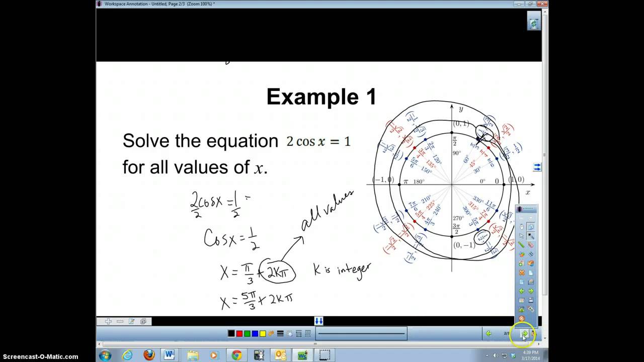 Solving for all values of trig equations - YouTube