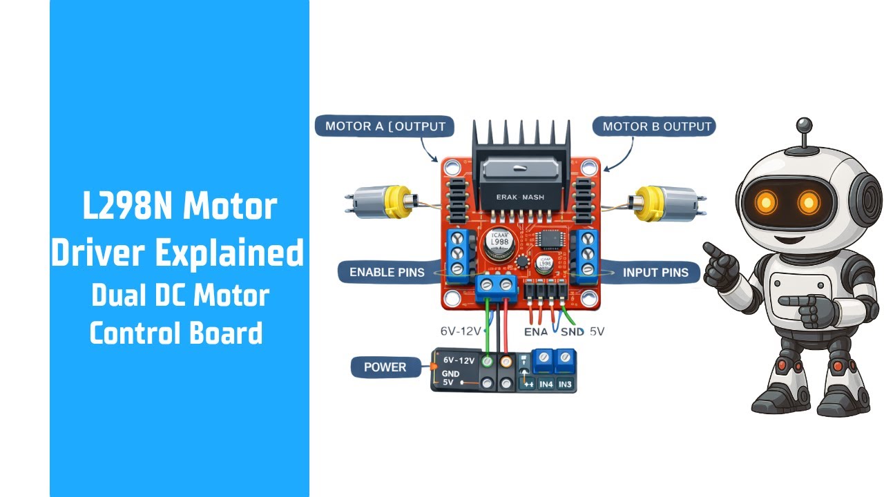 L298N Motor Driver Explained | Dual DC Motor Control Board | Robotics ...