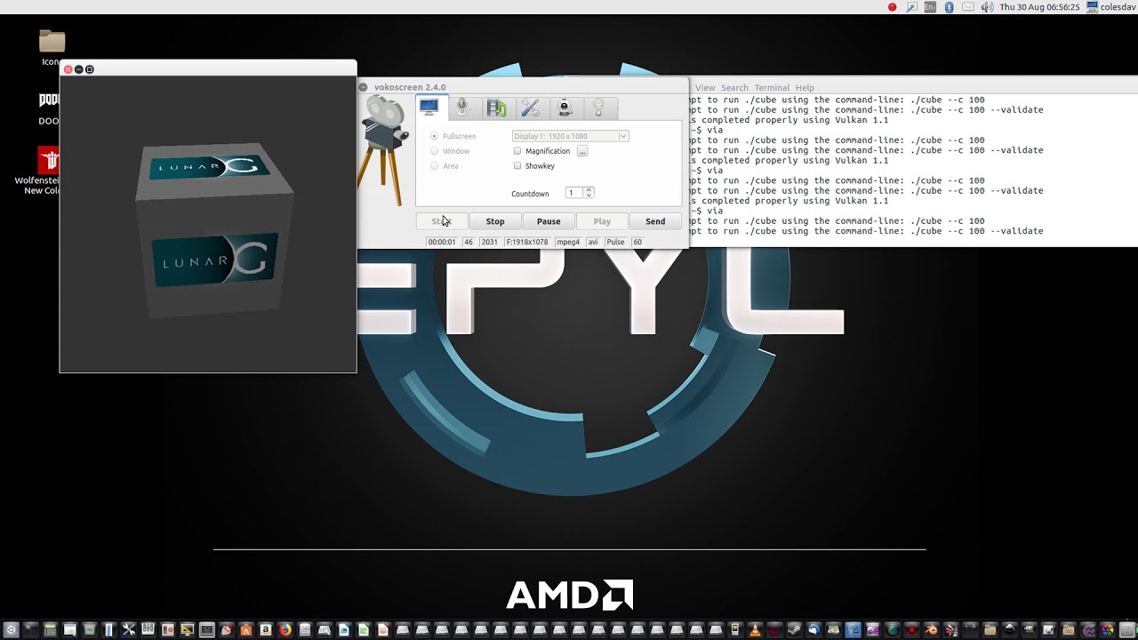 Testing LunarG Vulkan SDK Environment in Ubuntu 16.04LTS by running via ...