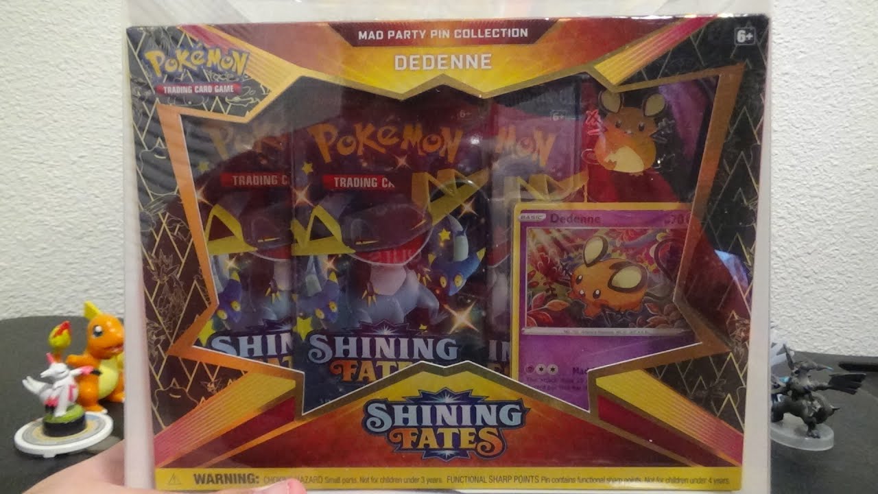 Opening a Shining Fates Dedenne Pin Collection Box - YouTube