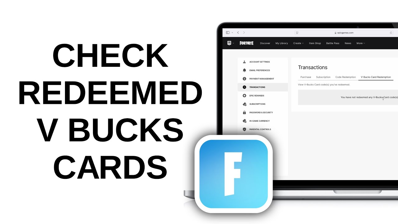 How to Check All Redeemed V Bucks Card on Fortnite - YouTube