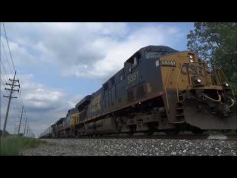 60MPH CSX Intermodal Q001 - CSX ES44DC #5351, YN2 Dash 9 #9012 & ES44DC ...