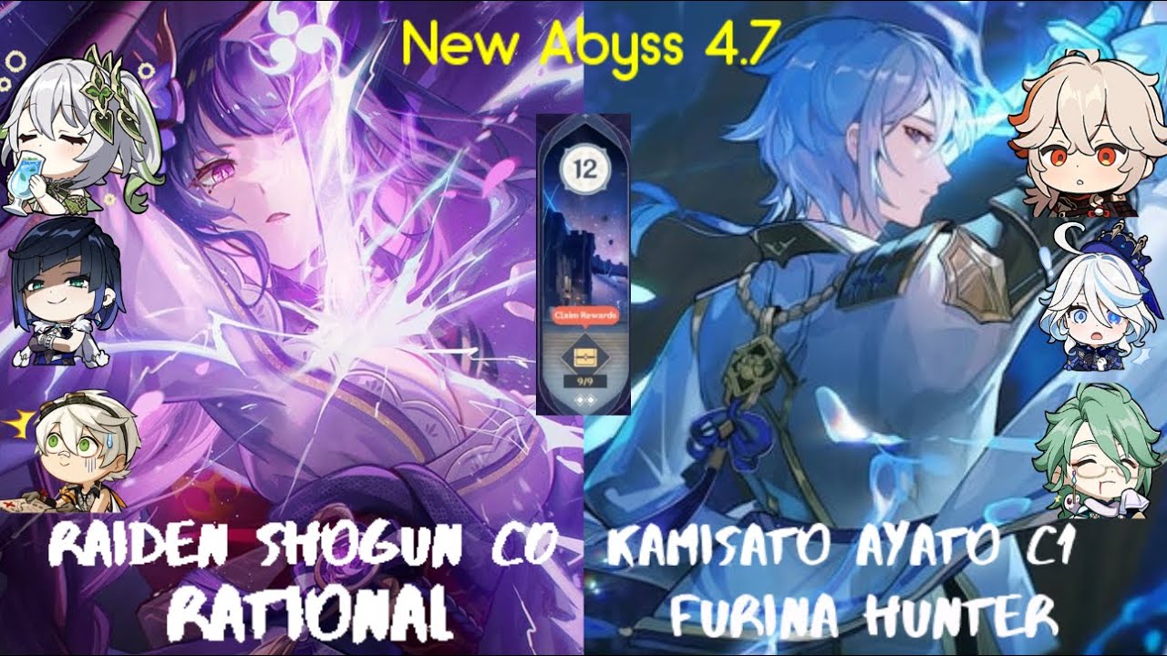C0 Raiden Shogun Rational & C1 Kamisato Ayato Furina Hunter-Genshin Impact Abyss 4.6-Floor12 9 ...