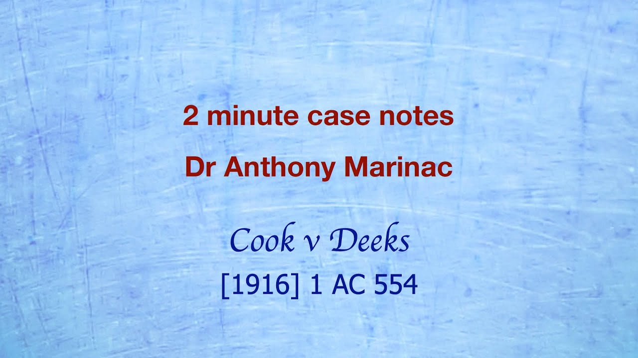 Cook v Deeks (Directors obtaining personal benefits) - YouTube