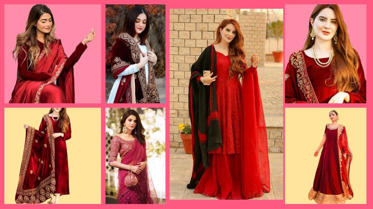 Most demanded Red/mehron color dresses in elegant styles #shadi - YouTube