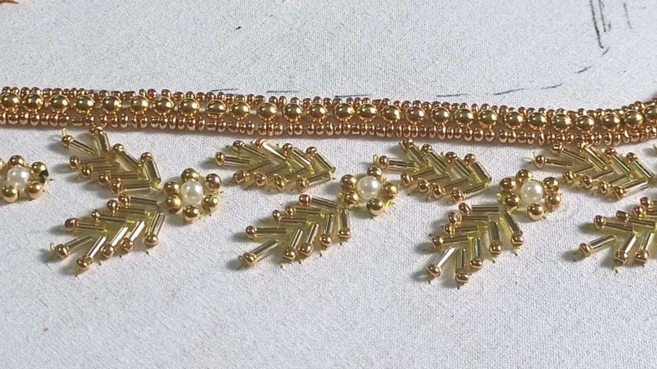 Aari work simple cut bead design// aari work simple design for ...