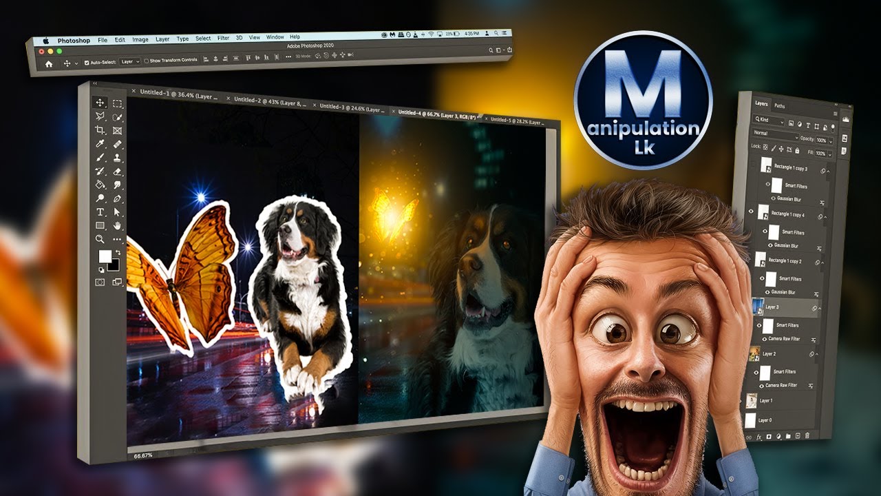 Dog And Butterfly Dramatic Scene Photo Fast Manipulation scene in ...