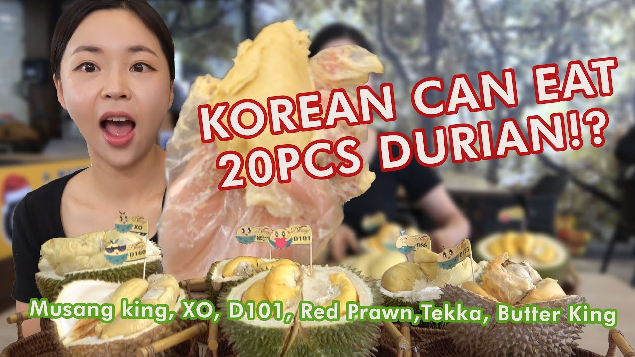 Korean tries durian Musang King, XO, D101 etc | Jimin Makan Epi.8 ...