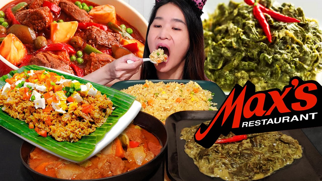 MAX'S RESTAURANT LAING & BEEF CALDERETA! Filipino Food Crabmeat Fried ...