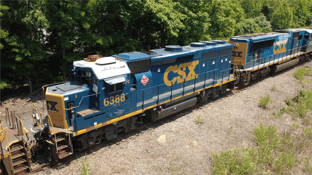 Drone video of CSX deadline in Brunwick, MD. (CSXT 6388 Spirit of West ...