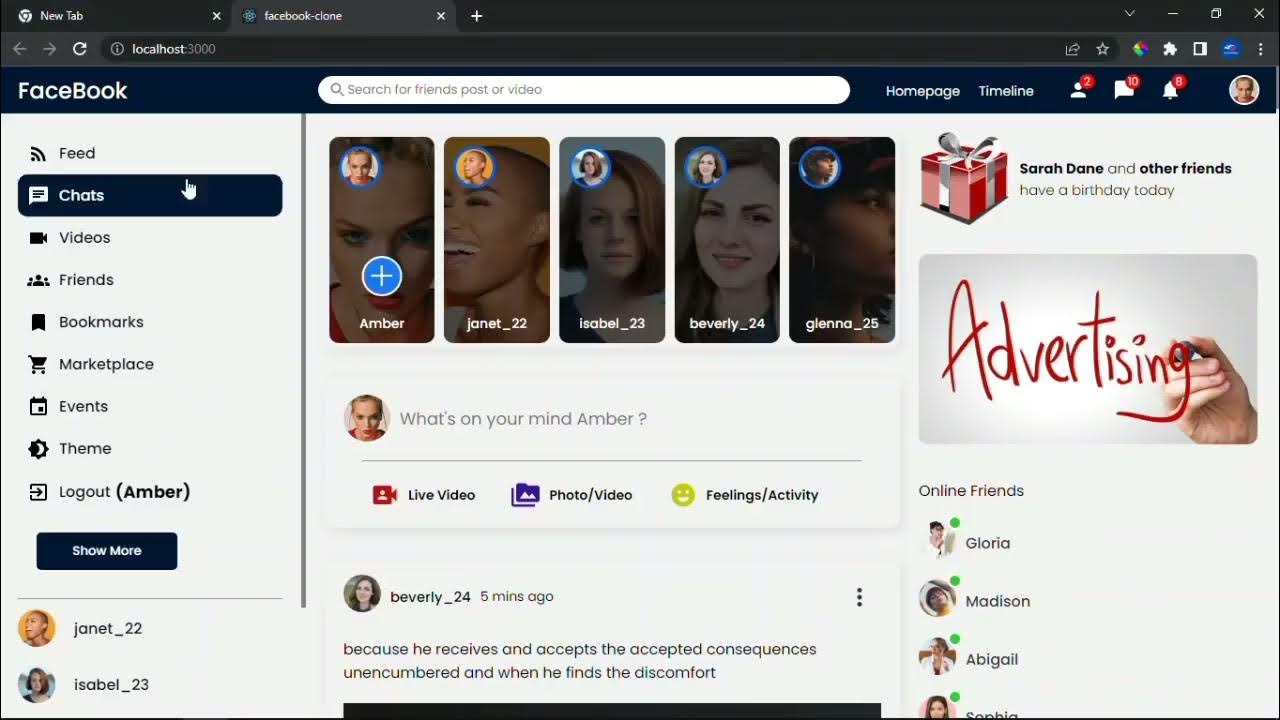 How to build a social media App like Facebook using Reactjs, Sass ...