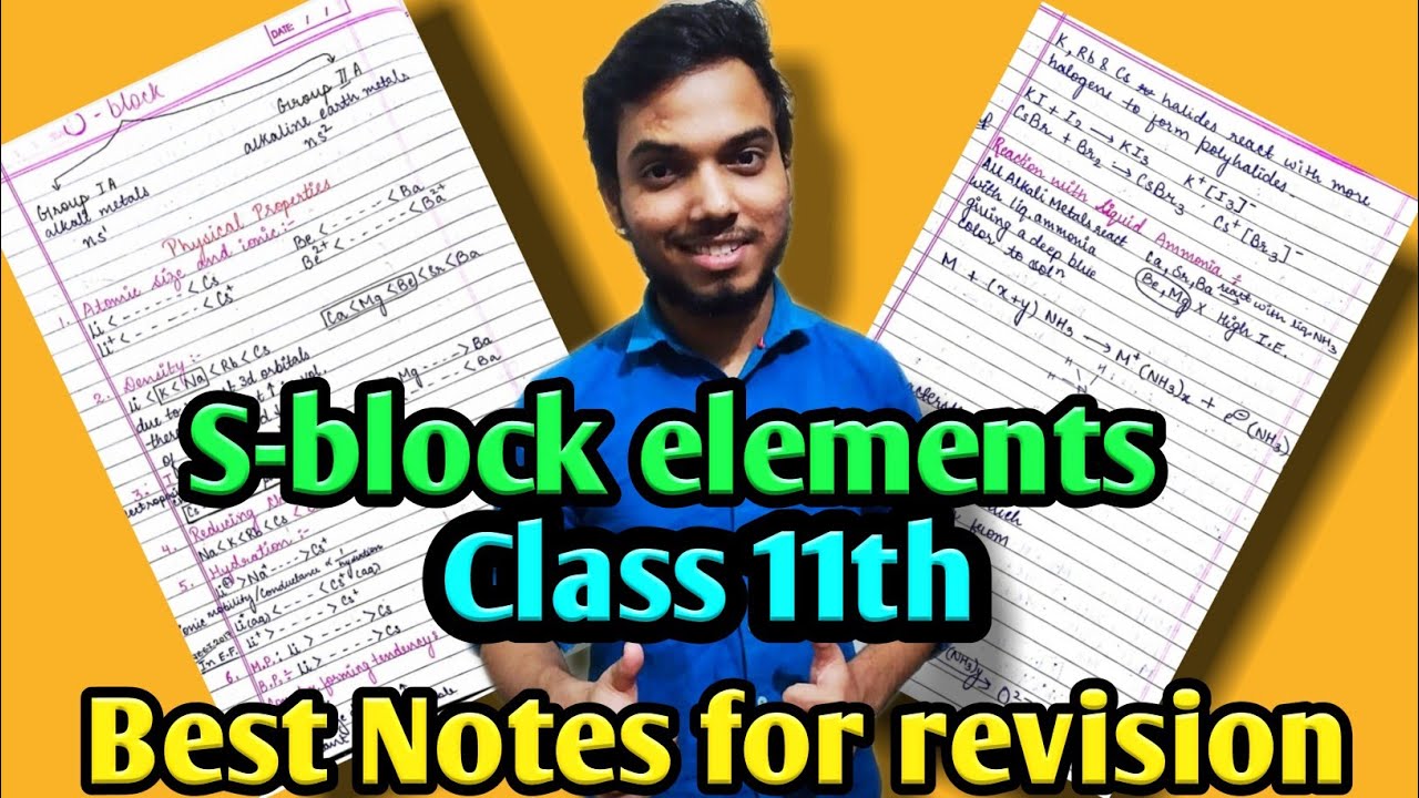 S-block elements Class 11th |Best Notes for revision |Detailed ...