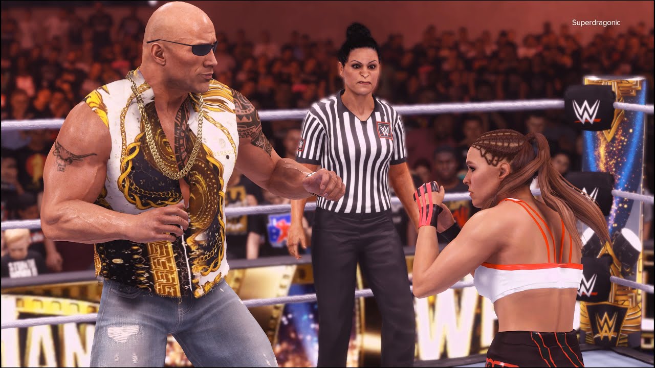 FULL MATCH - Ronda Rousey vs. The Rock - WWE 2K24 - YouTube