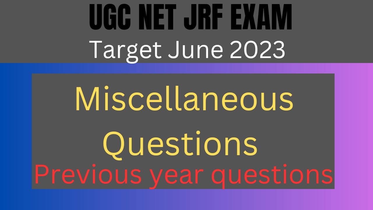 Miscellaneous Questions || Previous year questions - YouTube