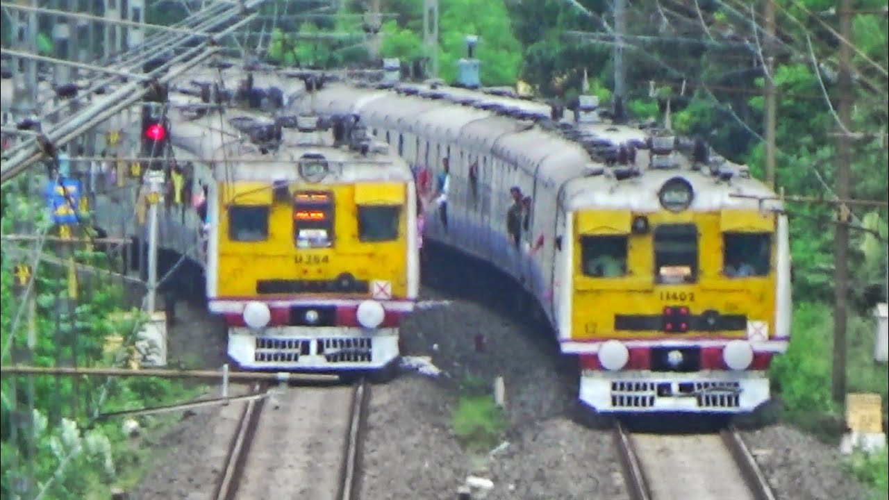 EMU Trains Crossing in Curve | Howrah-Katwa-Howrah Twin EMU Local Train ...