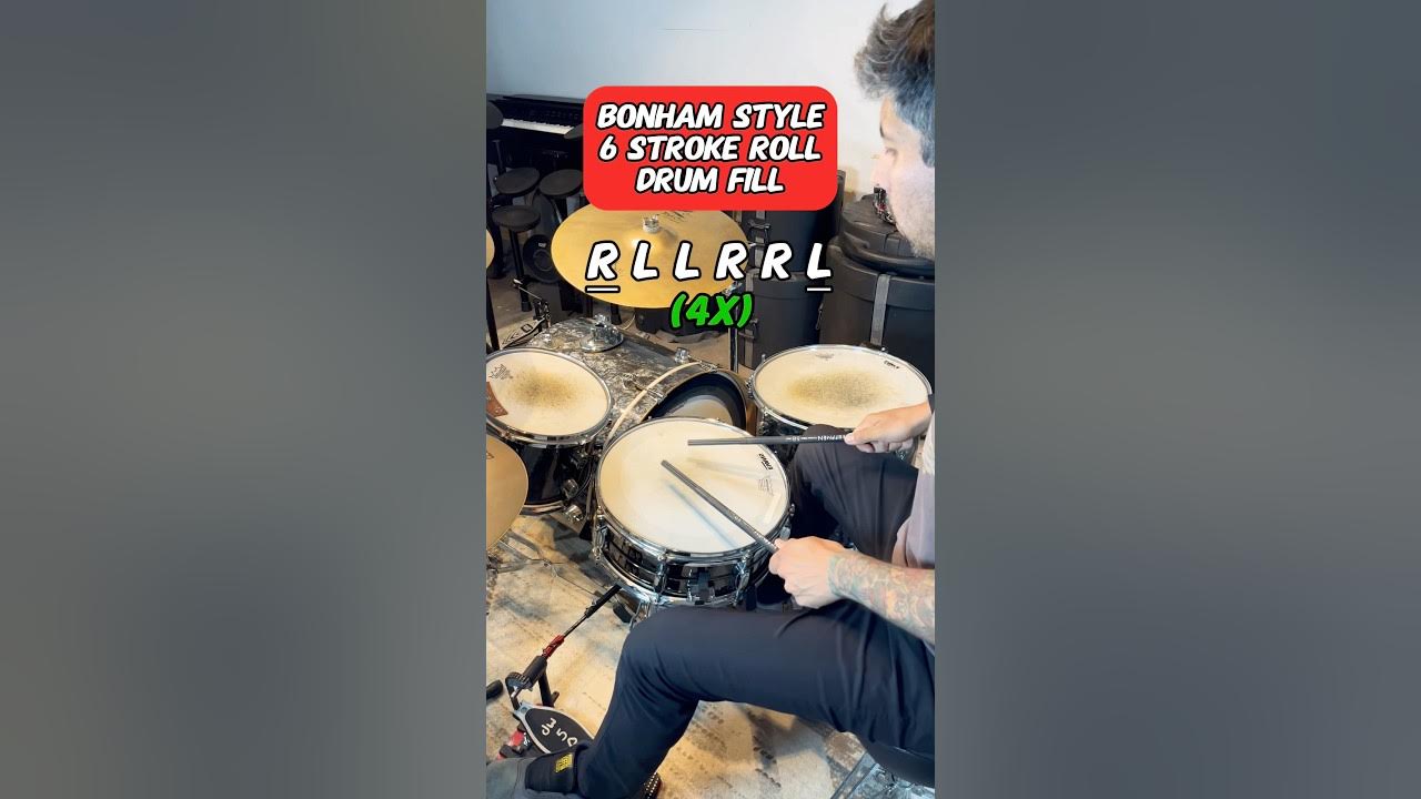 Bonham Style Six Stroke Roll Drum Fill! (Easy to play) #drums - YouTube