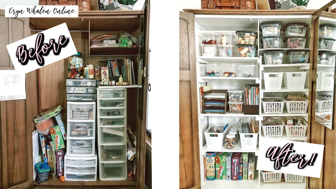 Kids craft closet makeover - YouTube