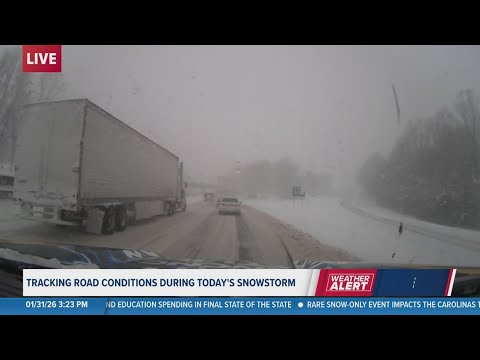 Conditions getting worse on I-85 as heavy snow falls in Charlotte, NC