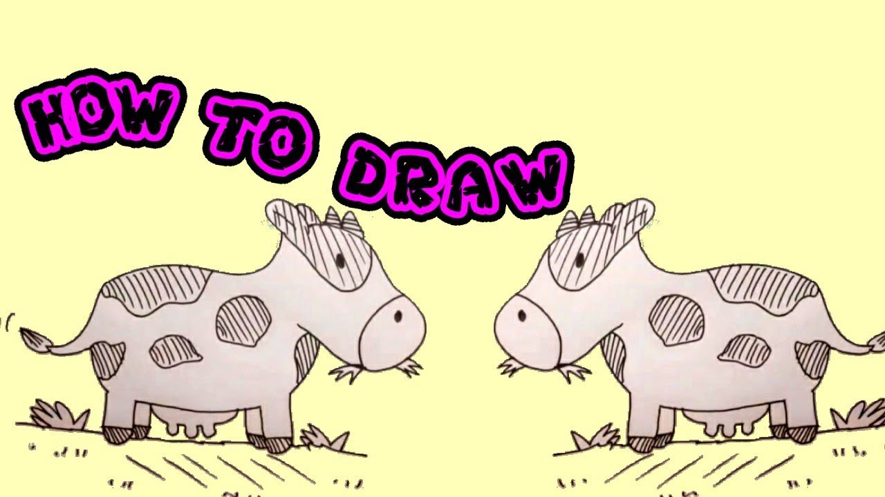 Animal stick figures: little cows eating grass - YouTube